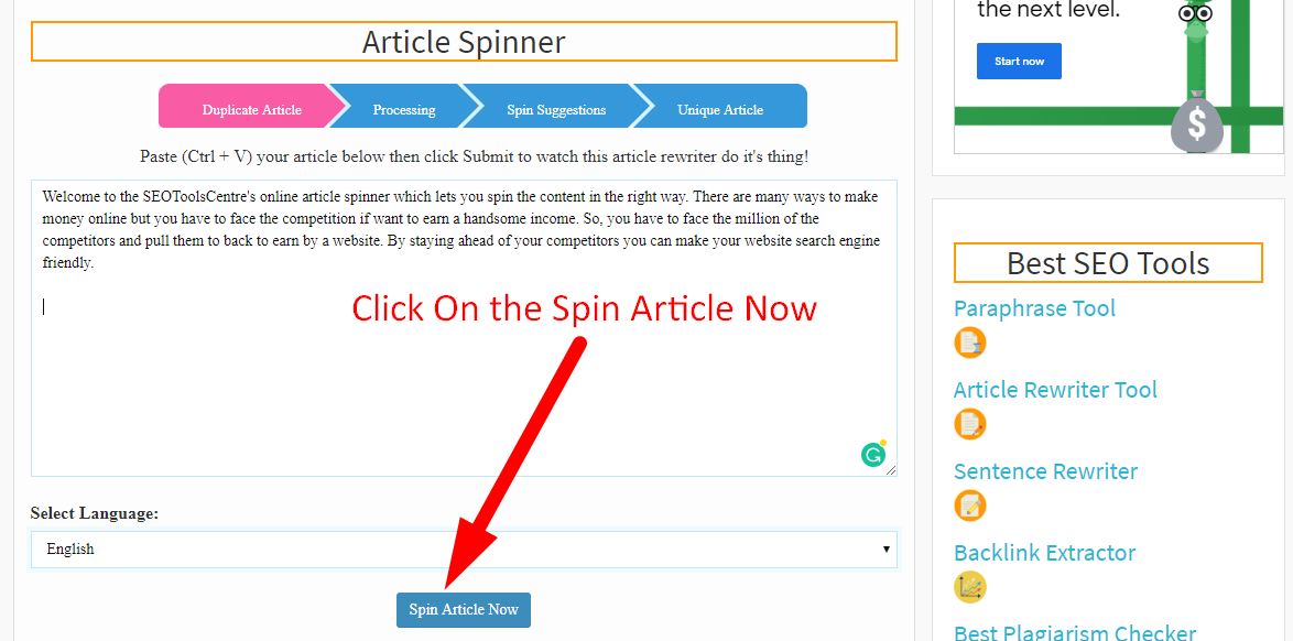 Article Spinner Best - Spin Unlimited Content Online | SEOToolsCentre
